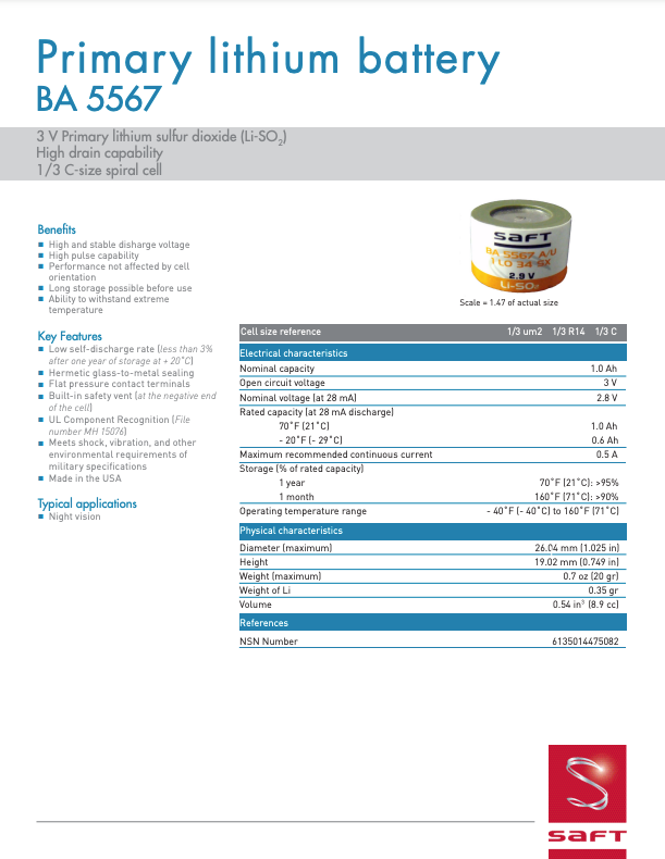 Saft BA5567 A/U Battery – RocketDistributing.com