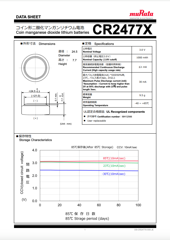 Murata CR2477 Battery (50 Pieces) – RocketDistributing.com