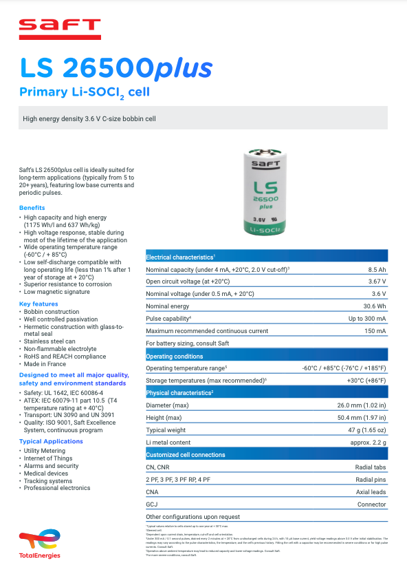 Saft LS26500 Battery - 3.6V C Cell Lithium – RocketDistributing.com