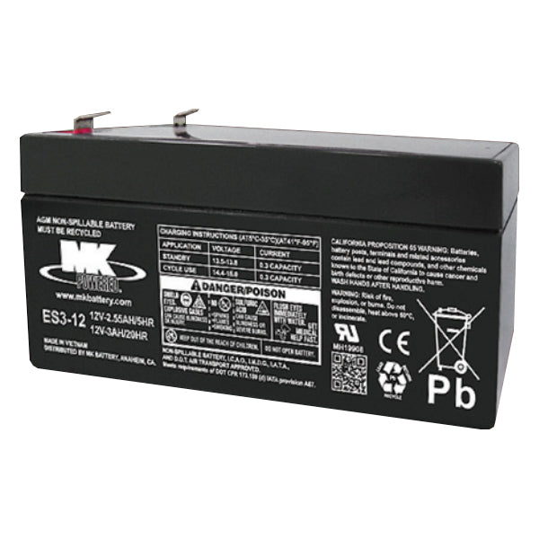 MK ES3-12 Battery - 12V 3Ah Sealed AGM – RocketDistributing.com