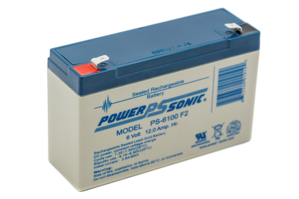 Power Sonic PS-6100 F2 battery - 6 Volt 12 Amp Hour - .250" Terminals ...